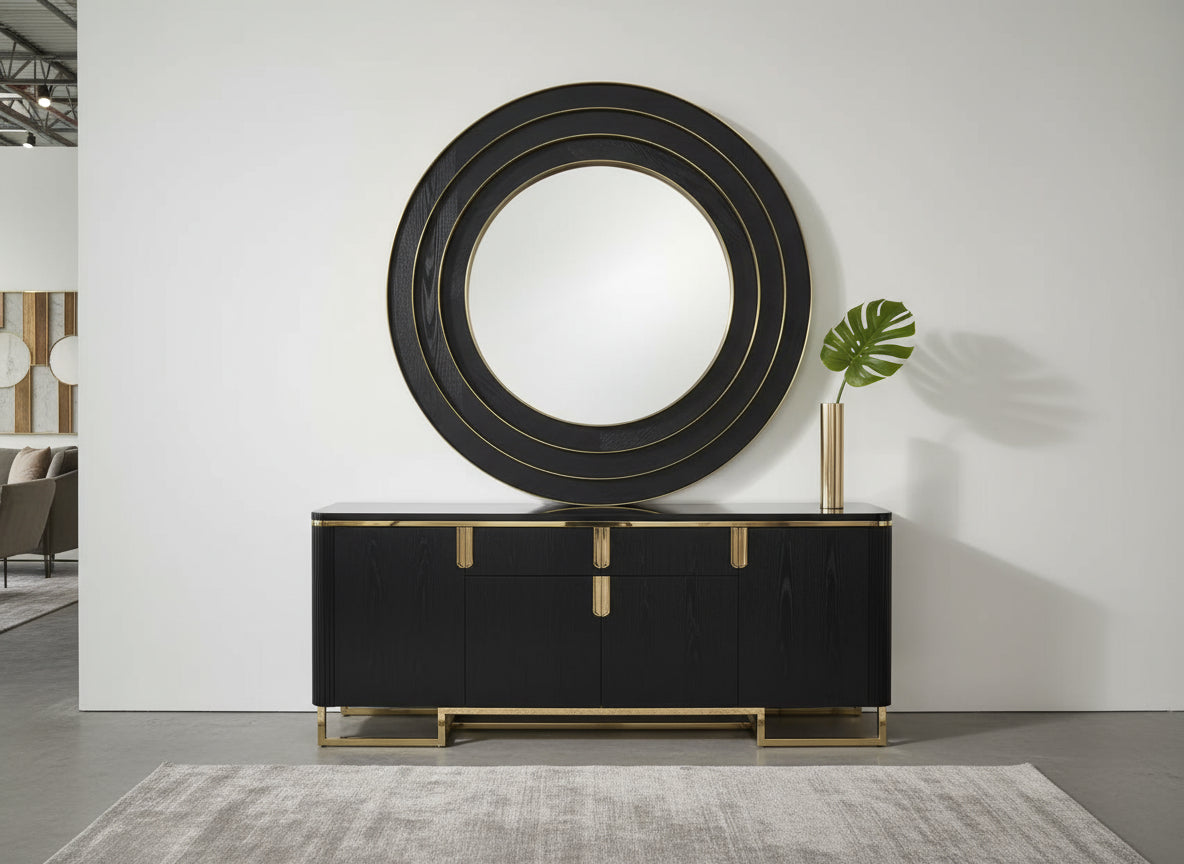 Ravi Round Wooden Frame and Mirror – Concept Furniture